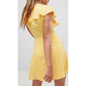 Fashion Union | Dresses | Host Pick Yellow Tea Dress With Tie Cape ...